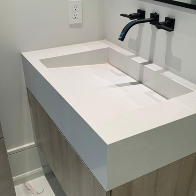 Porcelain Integrated Sink Countertop & Vanity: Built In Porcelain Sink